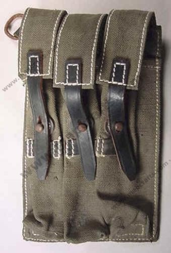 GERMAN MP40 POUCH GREEN CANVAS WITH BLACK LEATHER STRAPS WWII – MAP Crafts